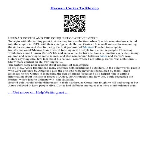 Hernan Cortes To Mexico | PDF