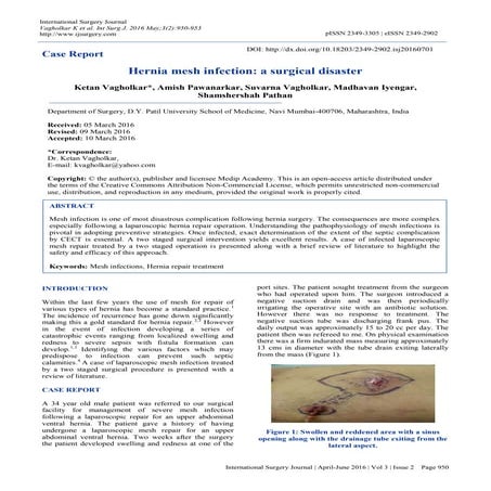 Hernia mesh infection: a surgical disaster | PDF