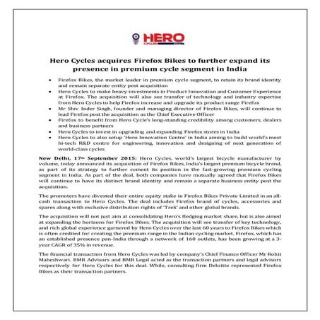 Hero Cycles - Firefox press release | DOCX