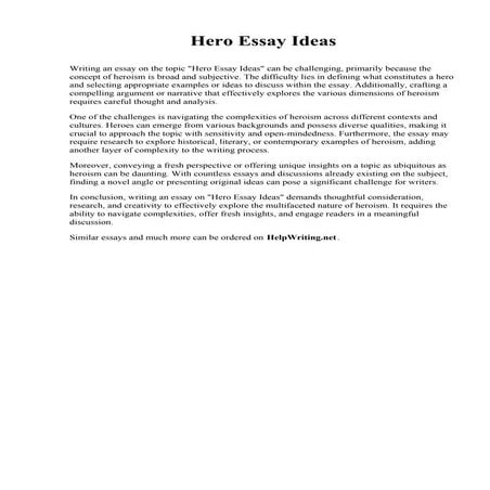Essay On A Hero. Georgia State University | PDF