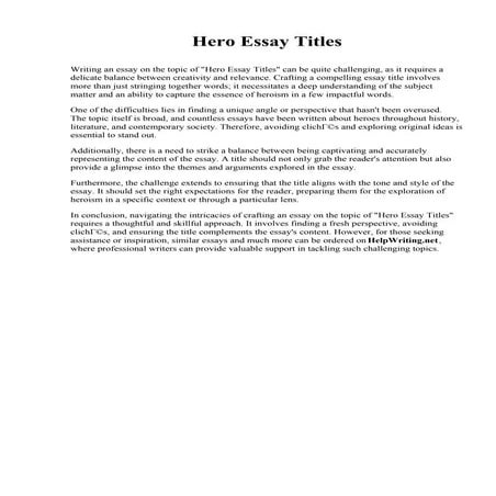 Hero Essay Titles | PDF