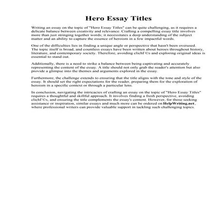 Hero Essay Titles | PDF