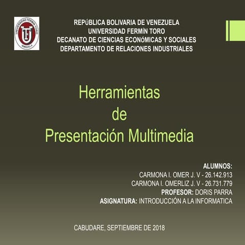 Herramientas de Presentacion Multimedia | PPTX