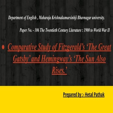 Comparative Study of Fitzgerald's 'The Great Gatsby' and Hemingway's ...
