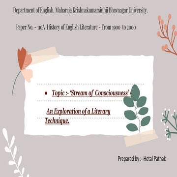 Stream of Consciousness :- An Exploration of a Literary Technique | PPTX