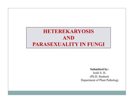 HETEROKARYOSIS IN FUNGI- GENETICALLY DIFFERENT NUCLEI | PPTX ...