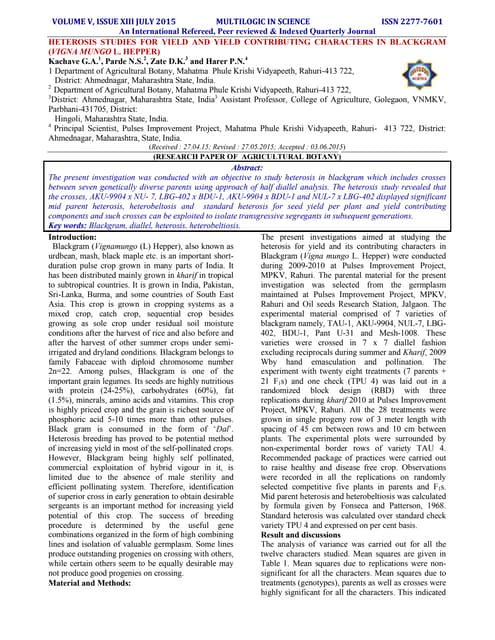 Heterosis & combining ability in safflower | PDF