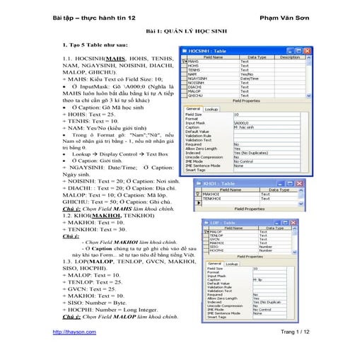 He thong bai tap thuc hanh tin 12 chuan nop | PDF