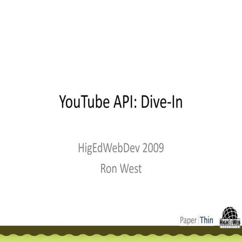 YouTube API: Dive In | PPTX