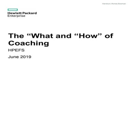 The "What" and "How" of Coaching | PDF