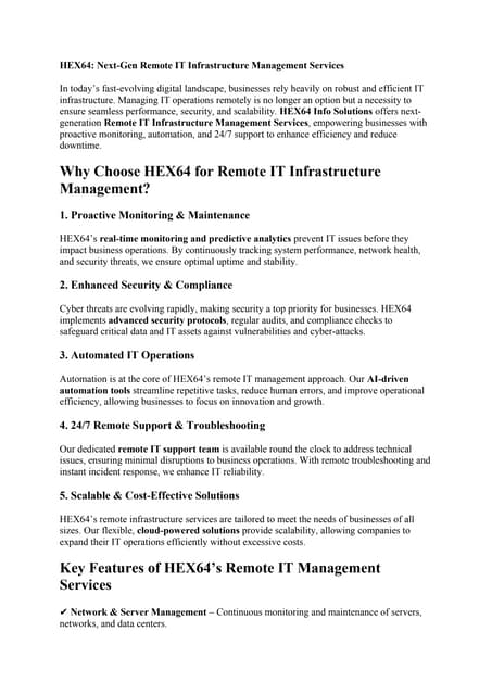 End-to-End Remote IT Infrastructure Management and Monitoring | PDF