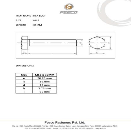 Hex bolt drawings | DOCX