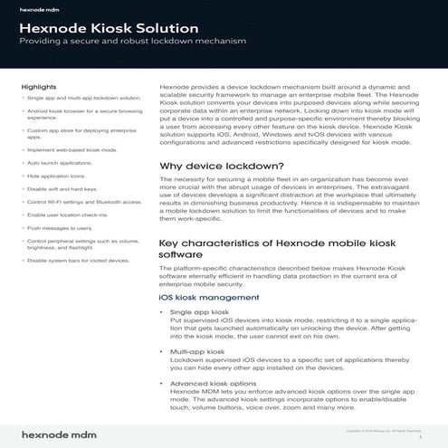 Hexnode Kiosk Solution | PDF