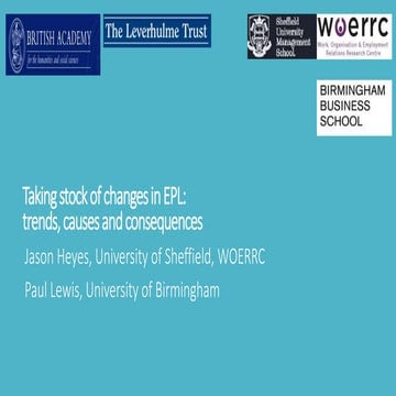 Prof Jason Heyes & Dr Paul Lewis - Taking stock of changes in EPL ...
