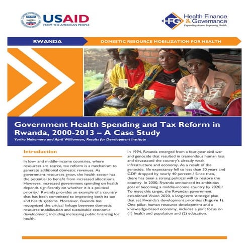 Government Health Spending and Tax Reform in Rwanda, 2000-2013 – A Case ...