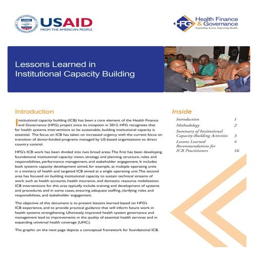 Lessons Learned in Institutional Capacity Building | PDF