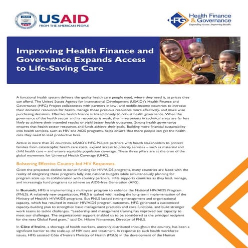 HFG Project Brief - Improving Health Finance and Governance Expands ...