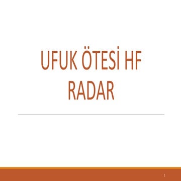 Hf Horizon Radar High Frequency Radar Yüksek Frekans Radar Ppt