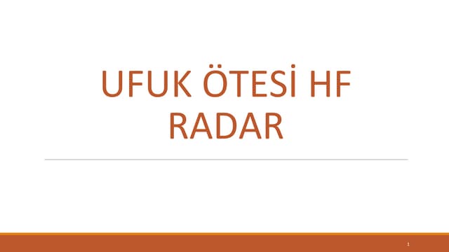 Hf Horizon Radar High Frequency Radar Yüksek Frekans Radar Ppt