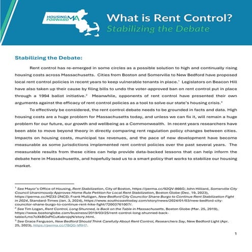 What is Rent Control? Stabilizing the Debate | PDF