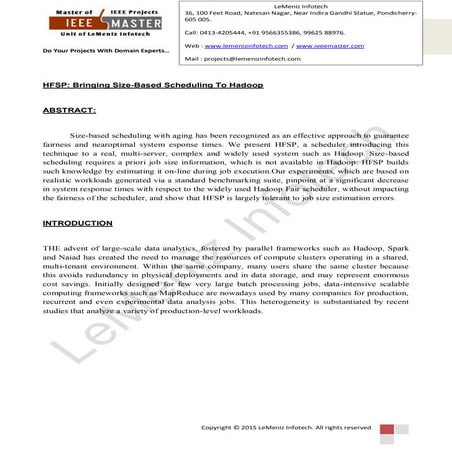 Hfsp bringing size based scheduling to hadoop | PDF
