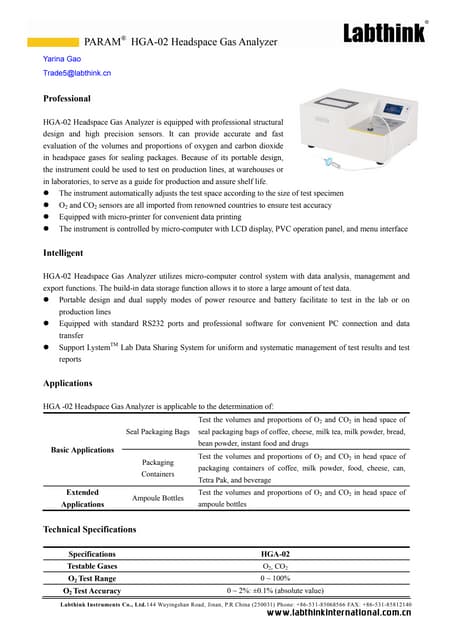 Headspace CO2 Analyzer in MAP | PDF