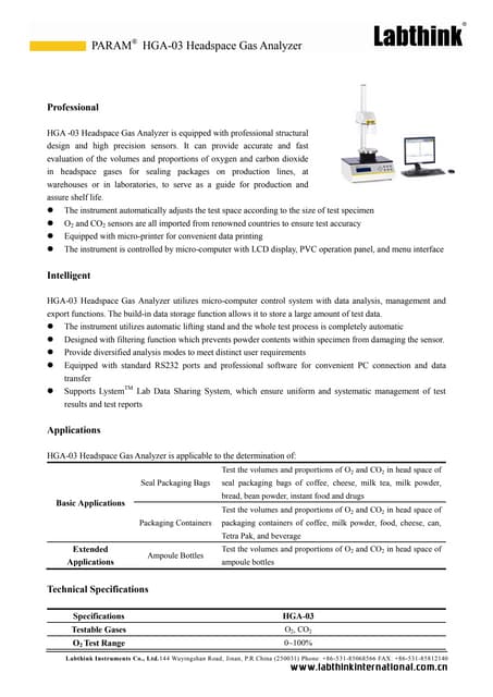 HGA 02-Headspace-Gas-Analyzer | PDF