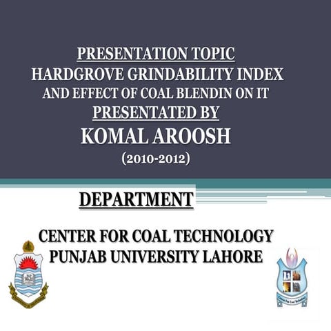 Hardgrove grindability index (HGI) | PPTX