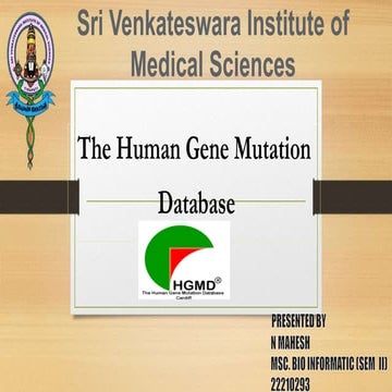 human gene mutation database is one tye of bio informatics tool | PPT