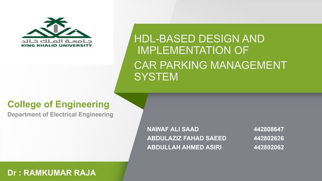 Car Perking System Using Hdl Language Hdl Hardware Describtion Language Ppt