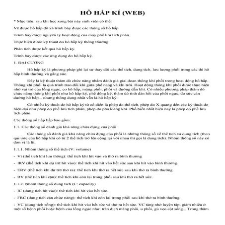 THỰC HÀNH ĐỌC KẾT QUẢ ĐO CHỨC NĂNG HÔ HẤP | PDF
