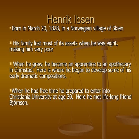 An Introduction to Henrik Ibsen: The Father of Modern Drama | PPTX