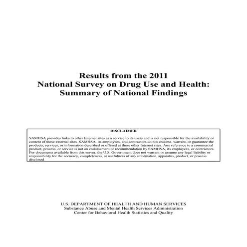 Hhs national survey on drug use and health 2011 report | PDF