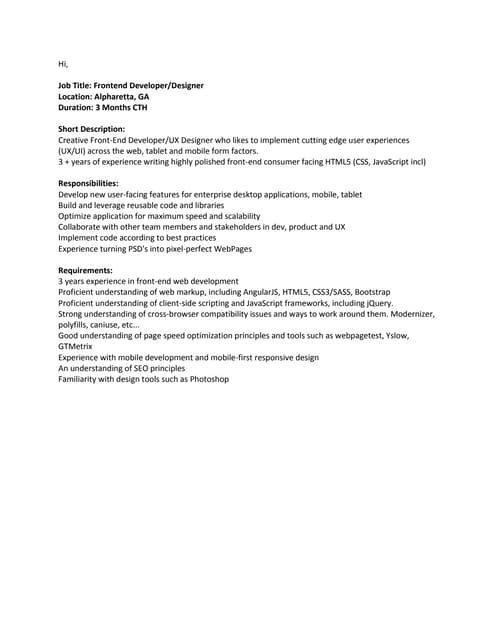 Front end developer(Vue. Js) | PDF