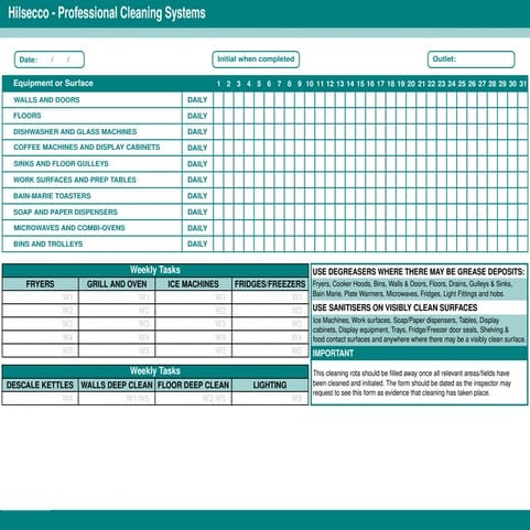 Cleaning Rota monthly templates | PDF