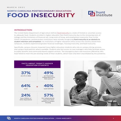 Hunt Institute: Food insecurity | PDF | College Education | Education