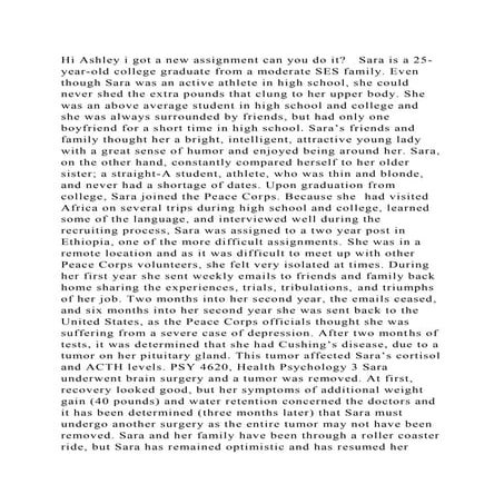Hi Ashley i got a new assignment can you do it Sara is a 25-year-.docx