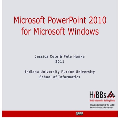 Introduction to Microsoft PowerPoint 2010 for Microsoft Windows Slides ...