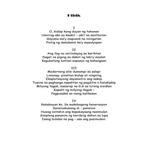 tulang Pilipino 'Hibik' | PDF