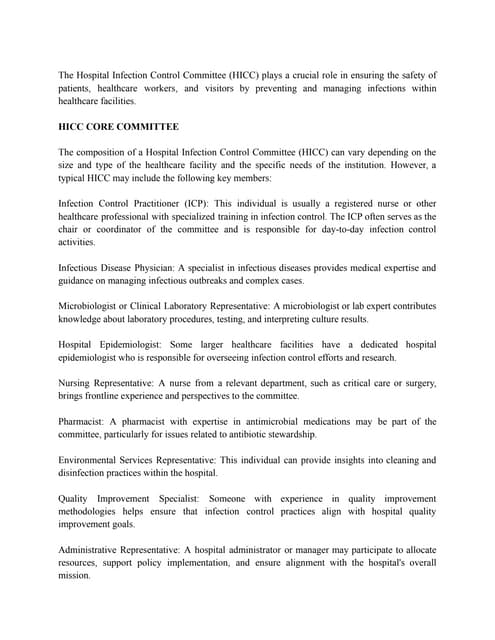 Hospital infection control committee | PPTX