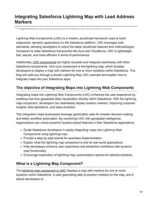 Integrating Salesforce Lightning Map With Lead Object Pdf