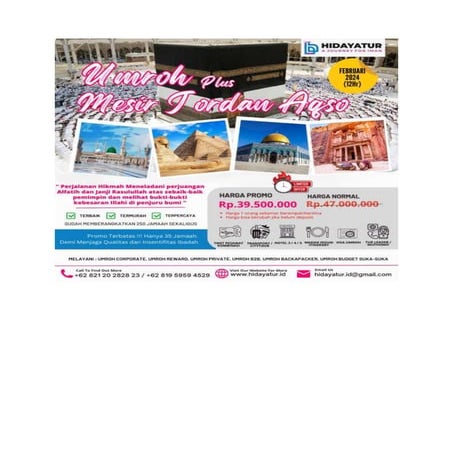 HIDAYATUR UMROH PLUS MESIR, JORDAN, AQSO PROMO SUPER HEMAT | DOCX