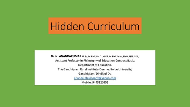 THE HIDDEN CURRICULUM | PPTX