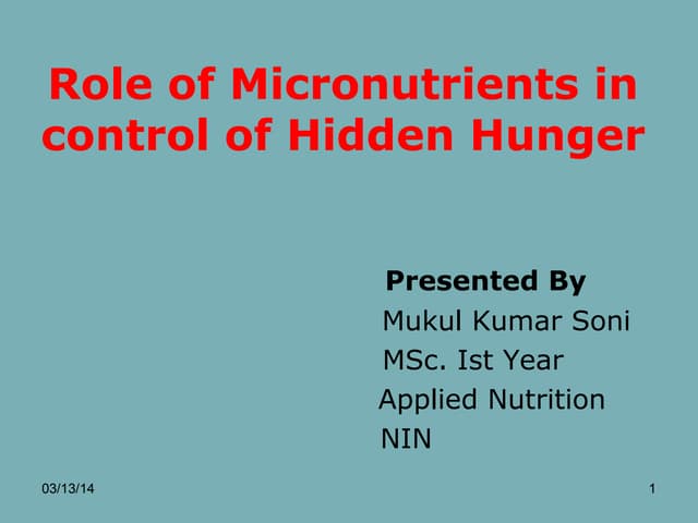 Fortification of food for value