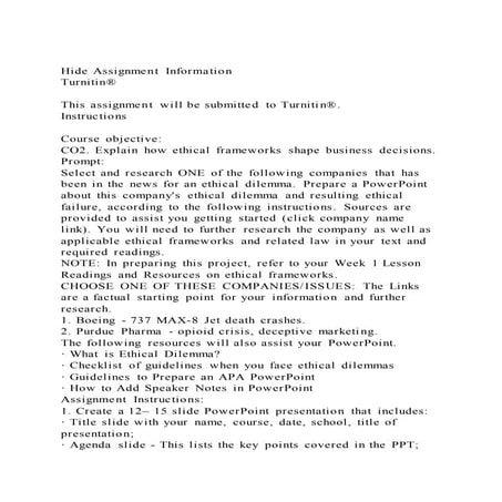 Hide Assignment InformationTurnitin®This assignment will be | DOCX