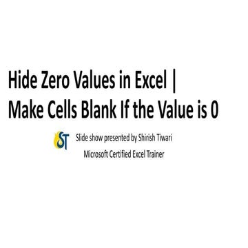 Hide Zero Values in Exce .Make Cells Blank If the Value is 0.pdf | Technology & Computing
