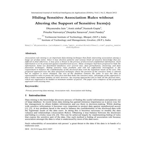 Hiding Sensitive Association Rule Pdf Pdf