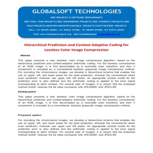 Ieee 2014 Java Image Processing Projects Hierarchical Prediction And