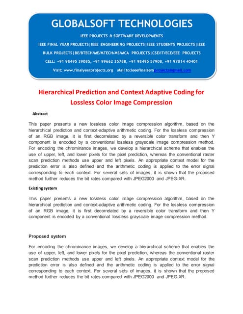 Ieee 2014 Java Image Processing Projects Hierarchical Prediction And