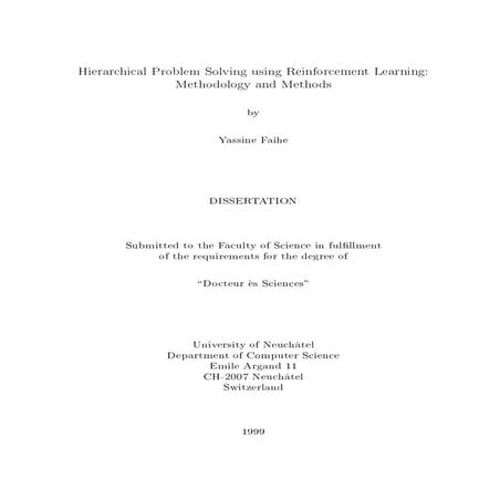 Hierarchical problem solving using reinforcement learning methodology ...